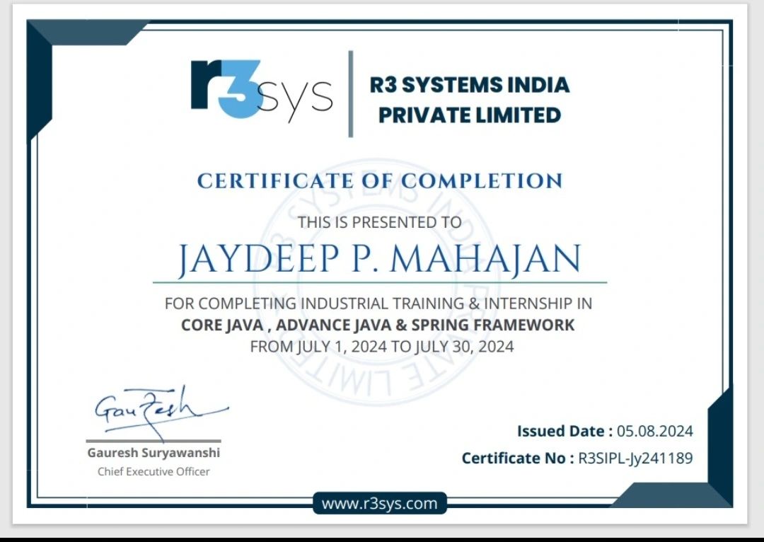 Jaydeep Mahajan on LinkedIn: #spring #springboot #internshipexperience ... Jaydeep Mahajan on LinkedIn: #spring #springboot #internshipexperience ...