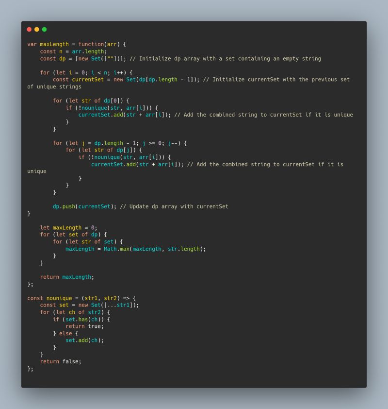 How to find the maximum length of concatenated strings in Javascript ... How to find the maximum length of concatenated strings in Javascript ...