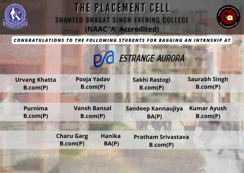 The Placement Cell, Shaheed Bhagat Singh Evening College, University of ... The Placement Cell, Shaheed Bhagat Singh Evening College, University of ...