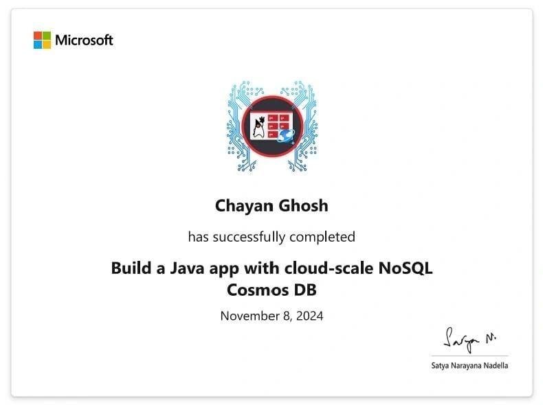 Chayan Ghosh on LinkedIn: #microsoftlearn #javadevelopment #cosmosdb # ... Chayan Ghosh on LinkedIn: #microsoftlearn #javadevelopment #cosmosdb # ...