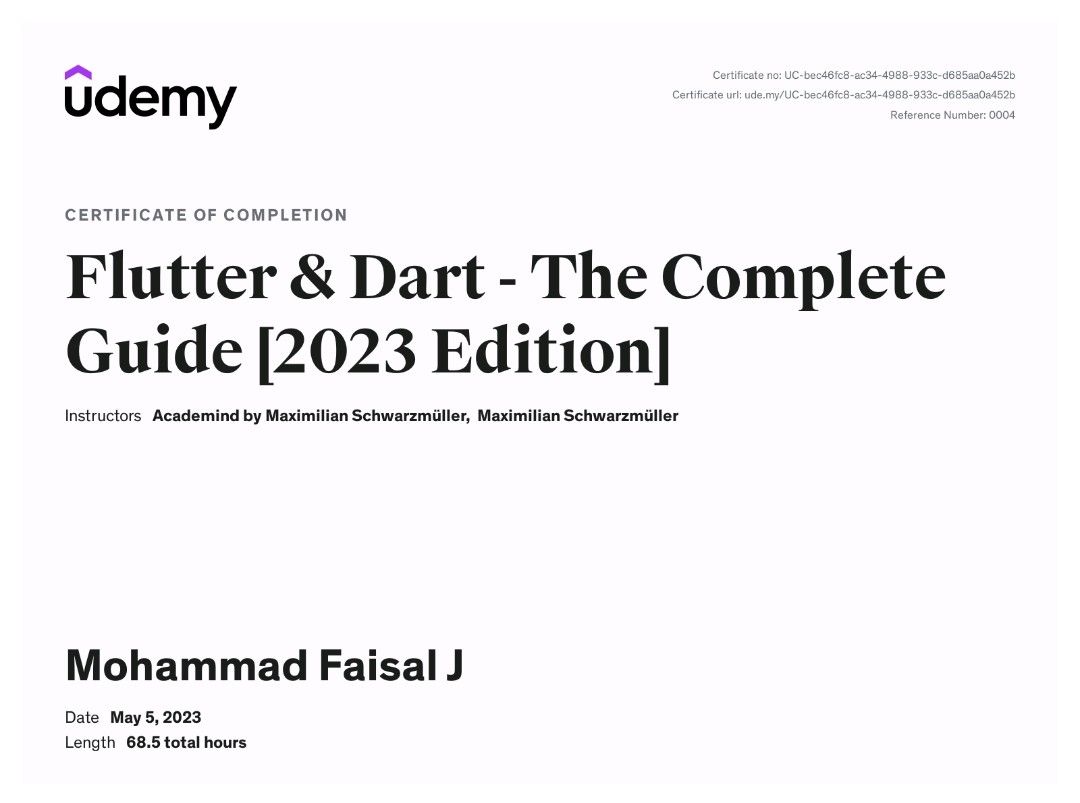 I’m happy to share that I’ve obtained a new certification: Flutter and ... I’m happy to share that I’ve obtained a new certification: Flutter and ...