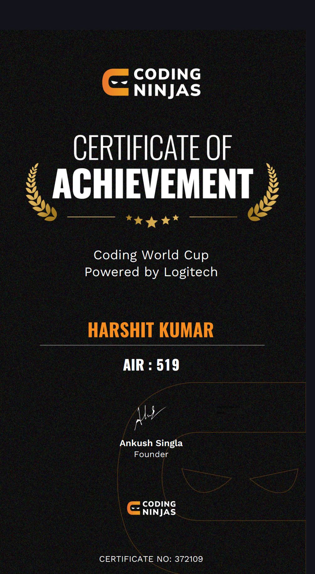 Harshit Kumar on LinkedIn: #codingninjas #codingworldcup Harshit Kumar on LinkedIn: #codingninjas #codingworldcup