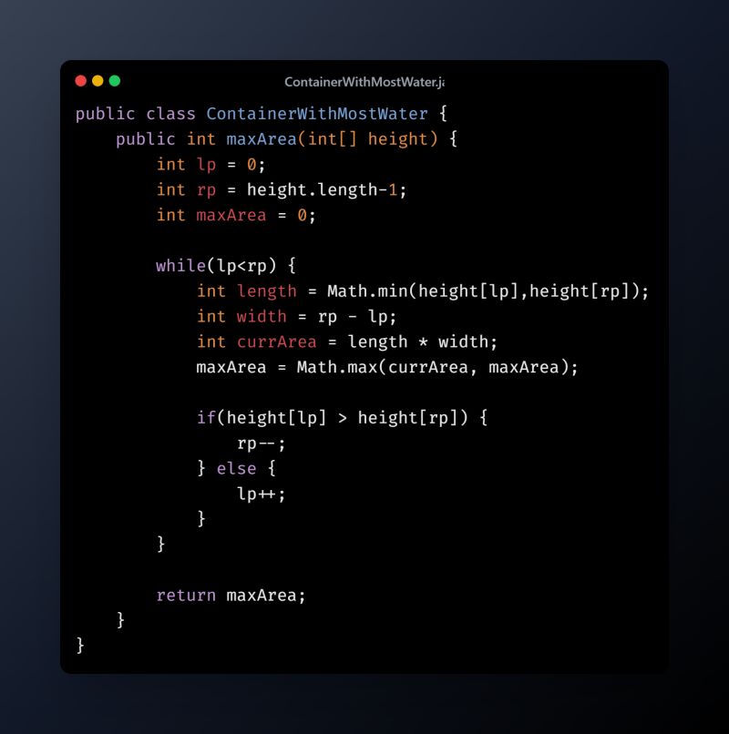 Shekhar Singh on LinkedIn: #leetcode #containerwithmostwater # ... Shekhar Singh on LinkedIn: #leetcode #containerwithmostwater # ...