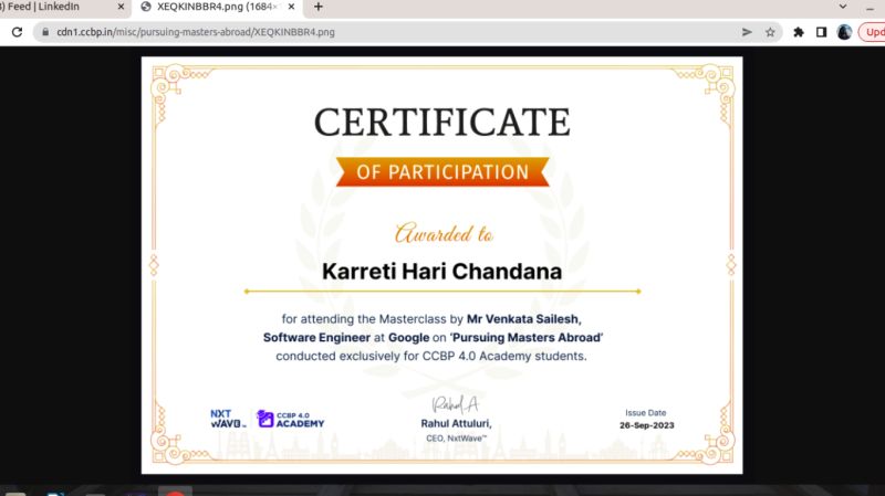 Hari Chandana Karreti on LinkedIn: #nxtwave Hari Chandana Karreti on LinkedIn: #nxtwave