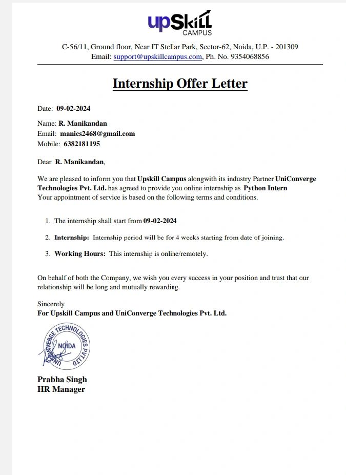 #upskillcampus #pythonprogramming #internship #remotework… | Manikandan R #upskillcampus #pythonprogramming #internship #remotework… | Manikandan R