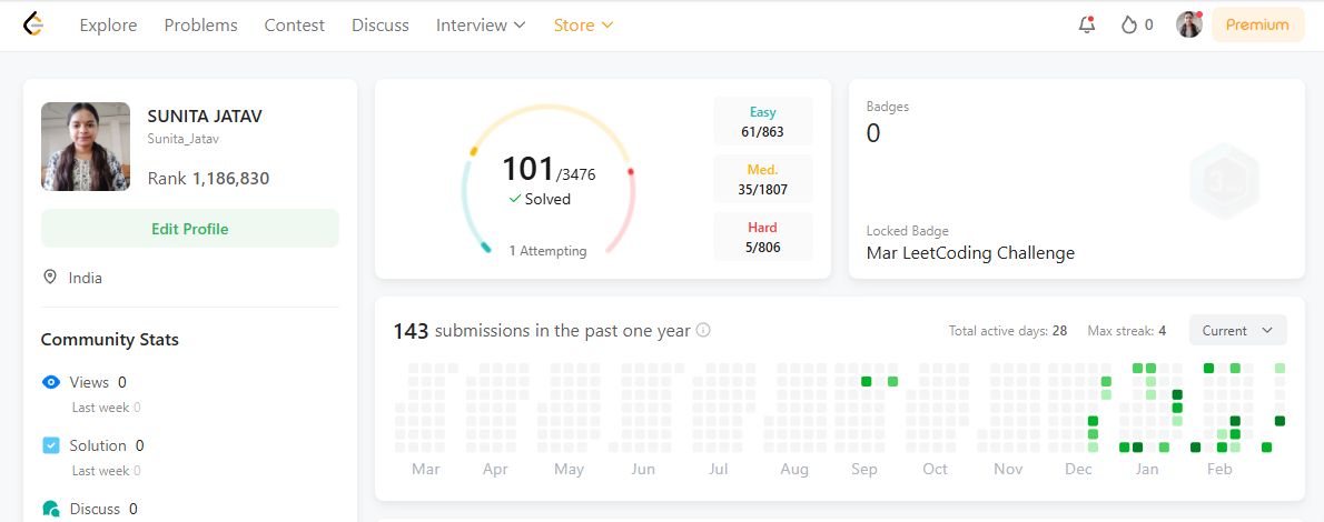 #leetcode #codingjourney #persistence #stayconsistent | SUNITA JATAV #leetcode #codingjourney #persistence #stayconsistent | SUNITA JATAV