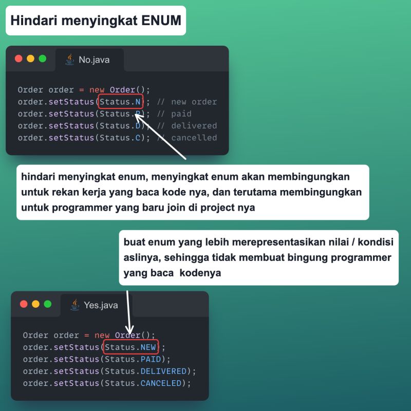 Programmer Zaman Now on LinkedIn: hindari menyingkat enum Programmer Zaman Now on LinkedIn: hindari menyingkat enum