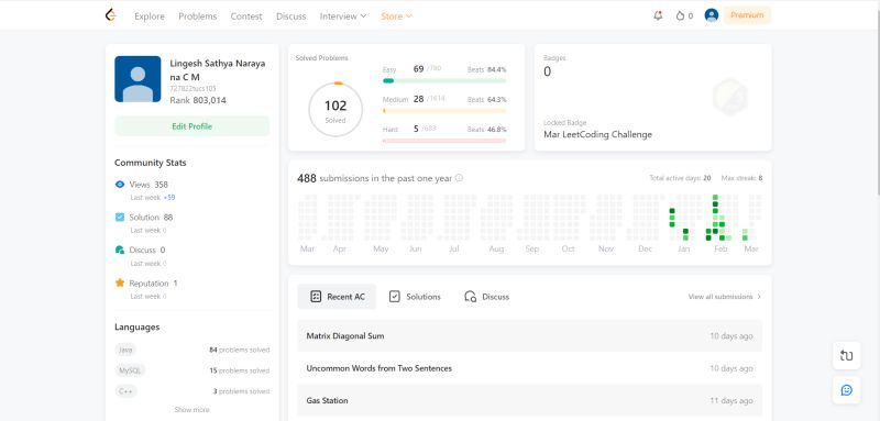 Lingesh sathya narayana on LinkedIn: #codingjourney #leetcode # ... Lingesh sathya narayana on LinkedIn: #codingjourney #leetcode # ...