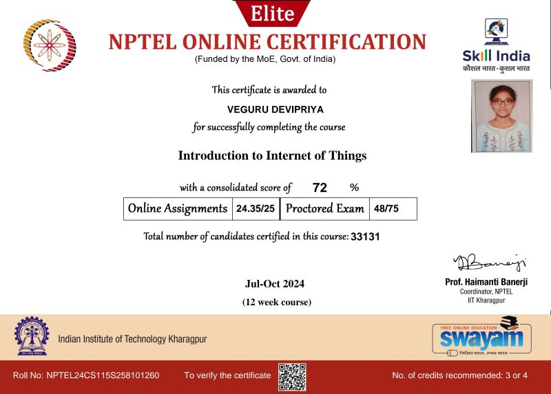 Devi priya Veguru on LinkedIn: #iot #internetofthings #nptel # ... Devi priya Veguru on LinkedIn: #iot #internetofthings #nptel # ...