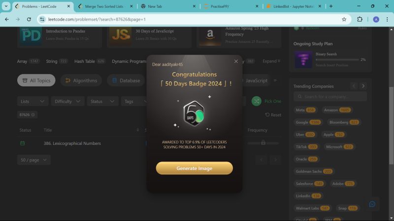 Earned 50-day LeetCode Streak | Aditya Kumar Yadav posted on the topic ... Earned 50-day LeetCode Streak | Aditya Kumar Yadav posted on the topic ...