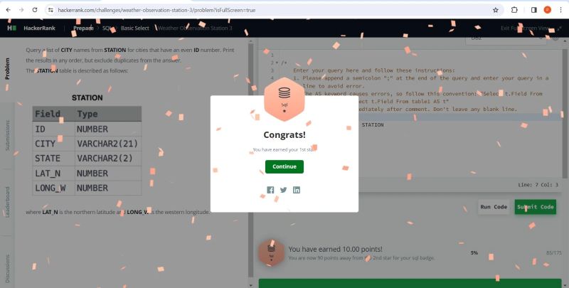 #100daysofcodechallenge #sql #hackerrank #100daysofcode | Prateekshasingh #100daysofcodechallenge #sql #hackerrank #100daysofcode | Prateekshasingh