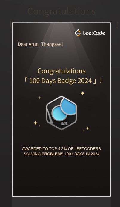 Arun Thangavel on LinkedIn: #leetcode #100daysactive #codingjourney # ... Arun Thangavel on LinkedIn: #leetcode #100daysactive #codingjourney # ...