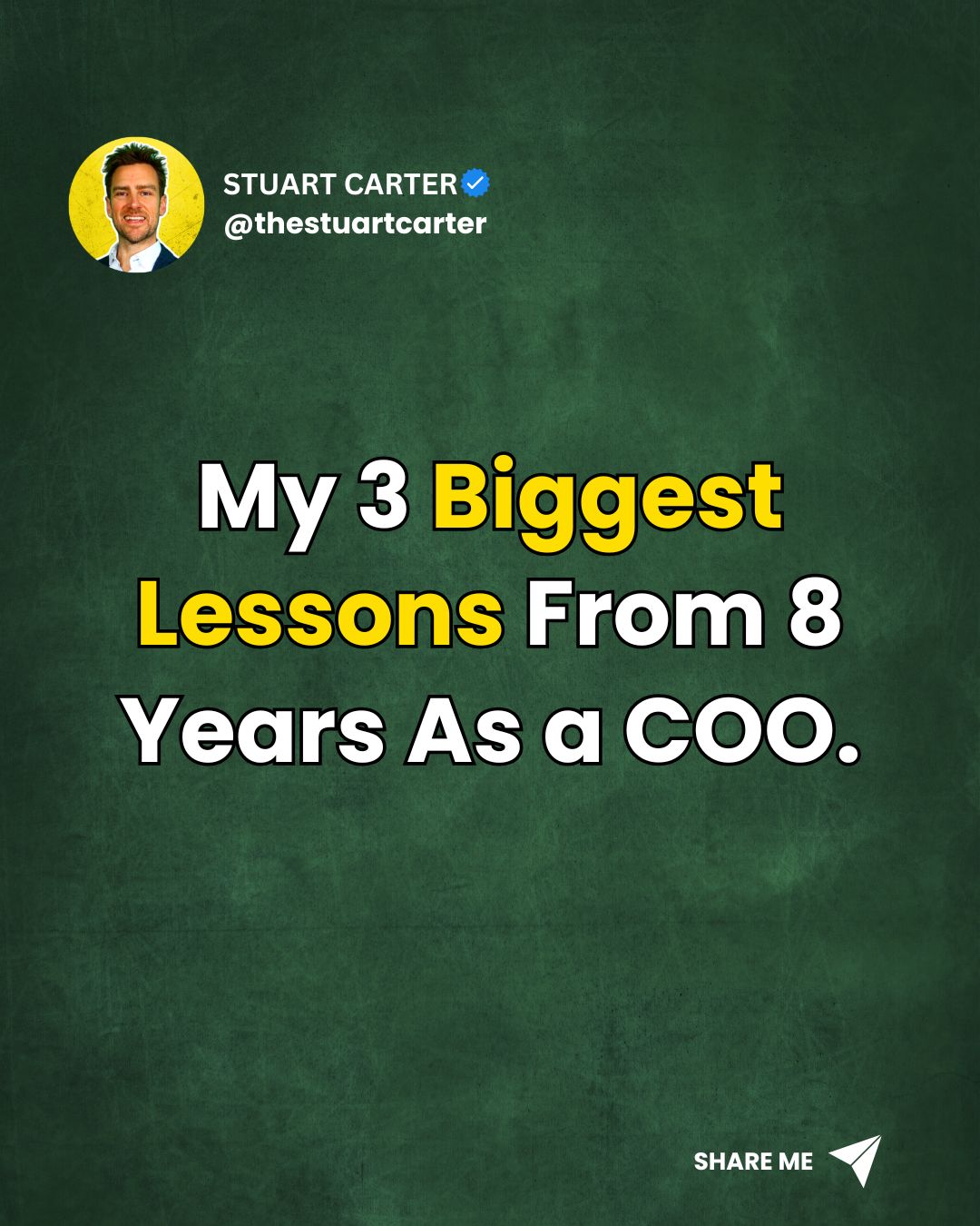 Stuart Carter on LinkedIn: My 3 biggest lessons from 8 years as a COO ... Stuart Carter on LinkedIn: My 3 biggest lessons from 8 years as a COO ...
