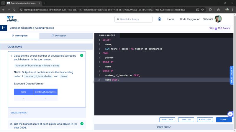 SHEELAM VINAY on LinkedIn: #day #90daysofcode #ccbp #coding #sql SHEELAM VINAY on LinkedIn: #day #90daysofcode #ccbp #coding #sql