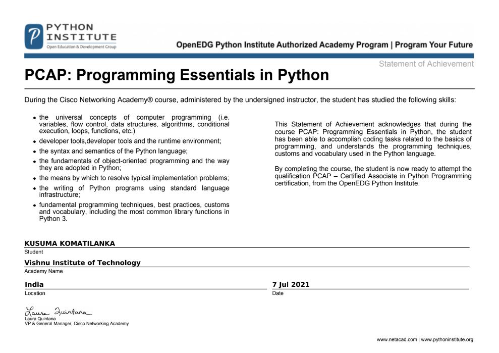 KUSUMA KOMATILANKA on LinkedIn: #python #programming #cisco KUSUMA KOMATILANKA on LinkedIn: #python #programming #cisco