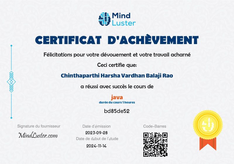 Sri Harsha Vardhan Balaji on LinkedIn: Java trained in French language ... Sri Harsha Vardhan Balaji on LinkedIn: Java trained in French language ...
