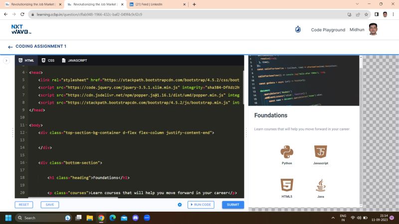 Midhun A on LinkedIn: #30daysofcode #ccbp #nxtwave #html #css #boostrap Midhun A on LinkedIn: #30daysofcode #ccbp #nxtwave #html #css #boostrap