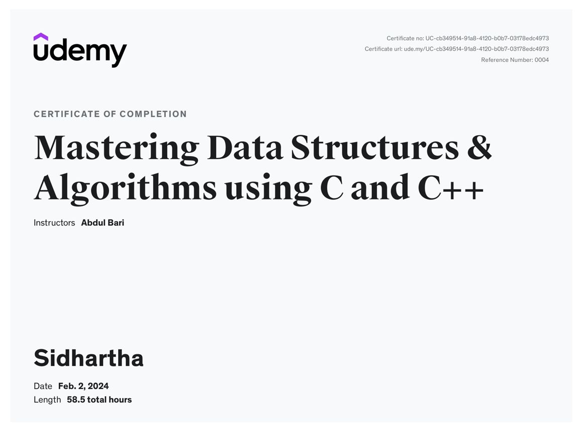 Balagundla Sidhartha on LinkedIn: #udemy #dsa #coding #learning Balagundla Sidhartha on LinkedIn: #udemy #dsa #coding #learning