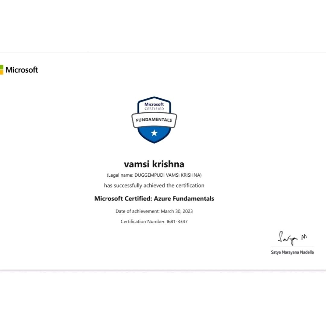 VAMSI KRISHNA on LinkedIn: Hello Everyone... I got Certificate from ... VAMSI KRISHNA on LinkedIn: Hello Everyone... I got Certificate from ...