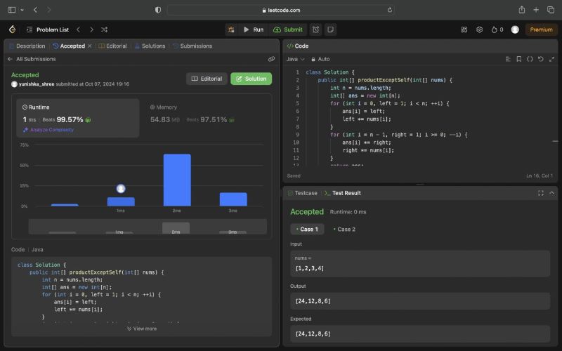 Kanishka Shree. T on LinkedIn: 🚀 Problem Solved: Product of Array ... Kanishka Shree. T on LinkedIn: 🚀 Problem Solved: Product of Array ...