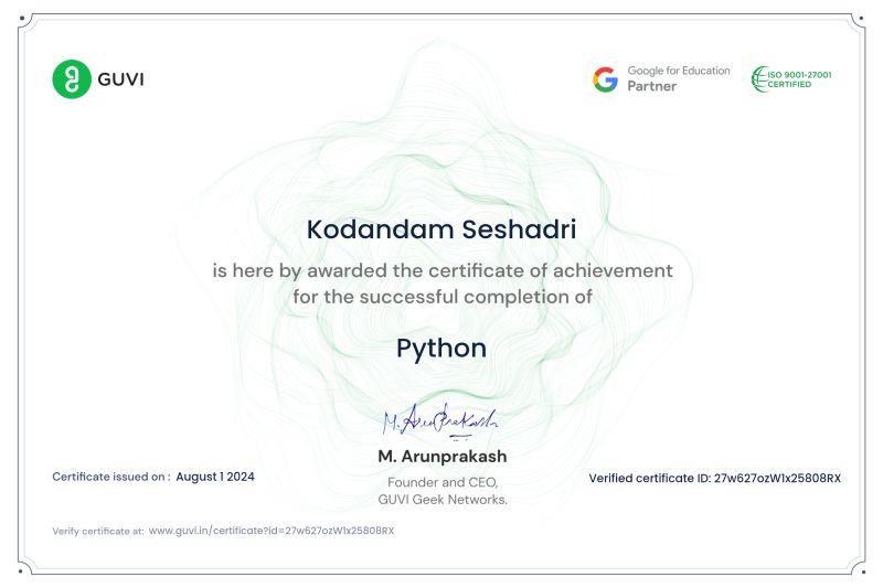 Seshadri Seshadri on LinkedIn: I have successfully completed the ... Seshadri Seshadri on LinkedIn: I have successfully completed the ...