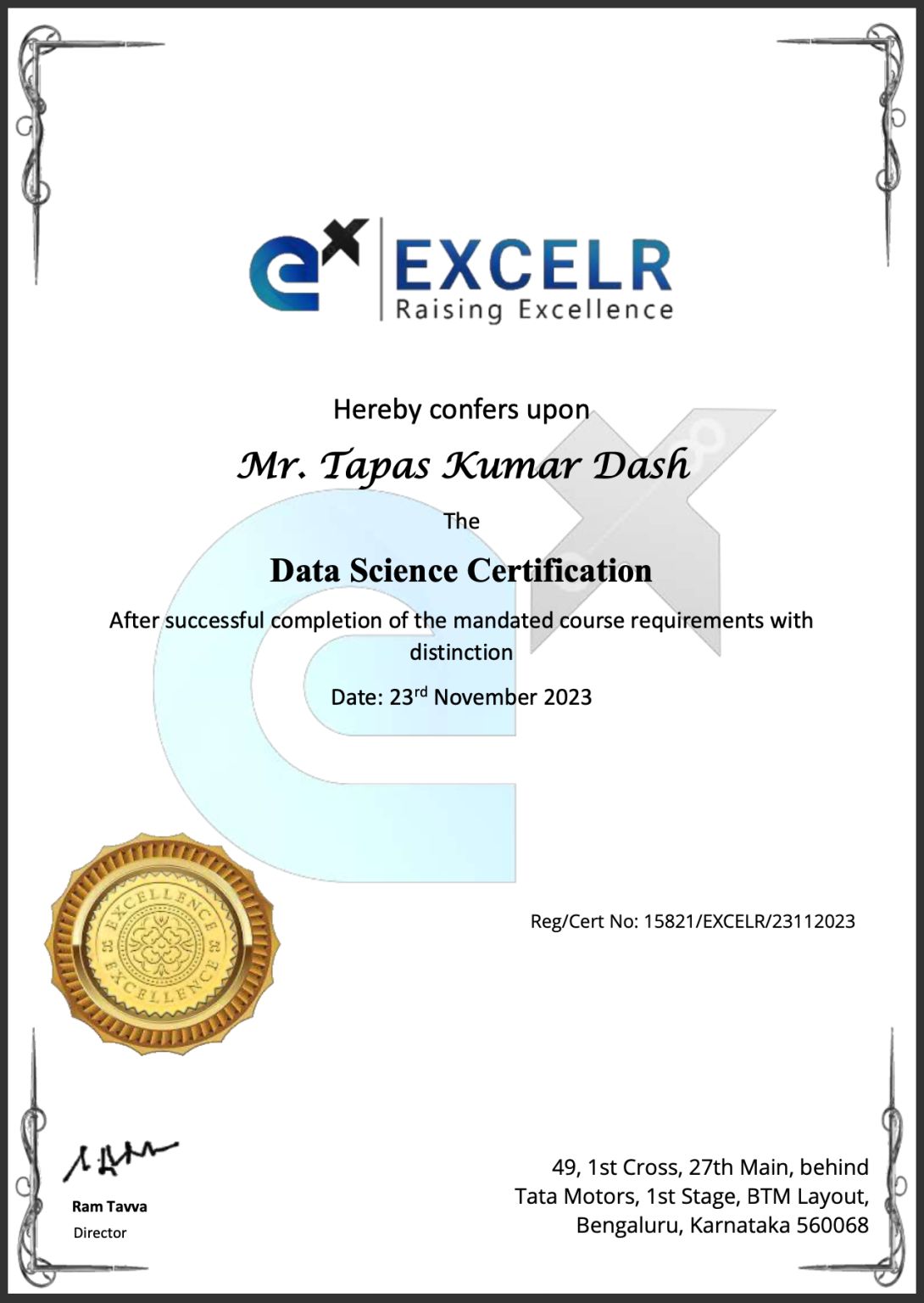 Completed Data Science course with Excelr | Tapas Kumar Dash posted on ... Completed Data Science course with Excelr | Tapas Kumar Dash posted on ...