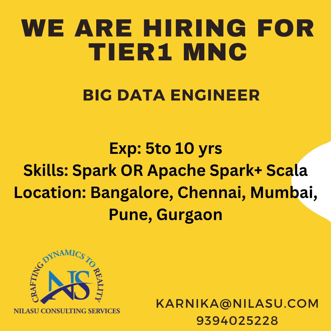 Karnika Bhattacharyya on LinkedIn: #hiringalerts #bigdata #spark #scala ... Karnika Bhattacharyya on LinkedIn: #hiringalerts #bigdata #spark #scala ...