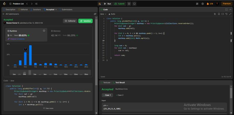 Naveen Kumar on LinkedIn: Leetcode problem of the day : Take Gifts From ... Naveen Kumar on LinkedIn: Leetcode problem of the day : Take Gifts From ...