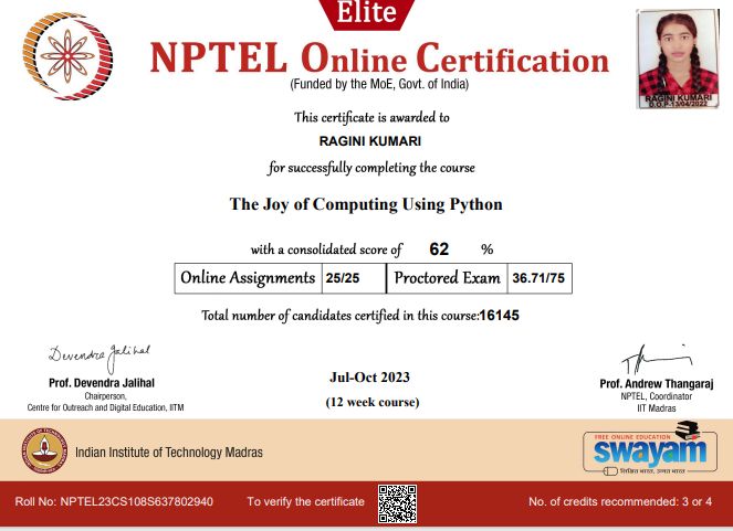 Ragini Kumari on LinkedIn: #python #nptel #codingjourney # ... Ragini Kumari on LinkedIn: #python #nptel #codingjourney # ...