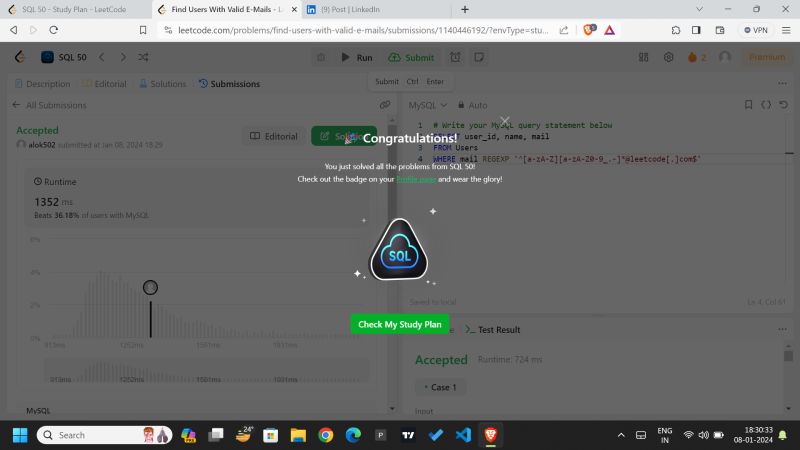 Passed SQL 50 with LeetCode! | Alok Kumar Sahu posted on the topic ... Passed SQL 50 with LeetCode! | Alok Kumar Sahu posted on the topic ...