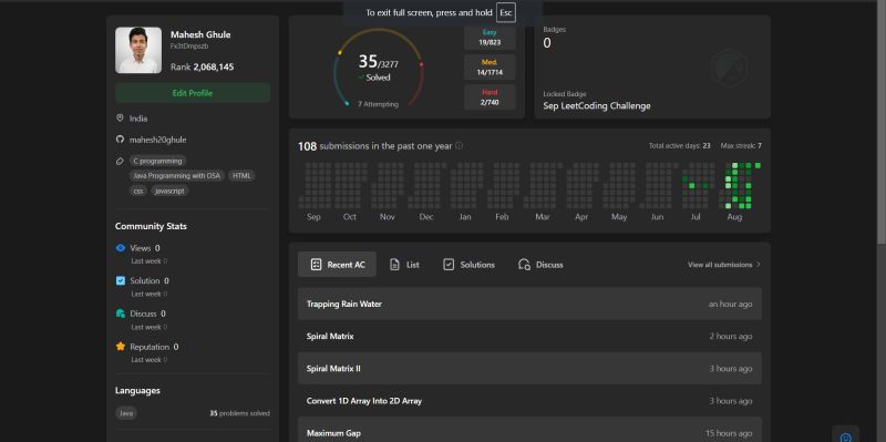 Mahesh Ghule on LinkedIn: #dsa #leetcode #codingjourney # ... Mahesh Ghule on LinkedIn: #dsa #leetcode #codingjourney # ...