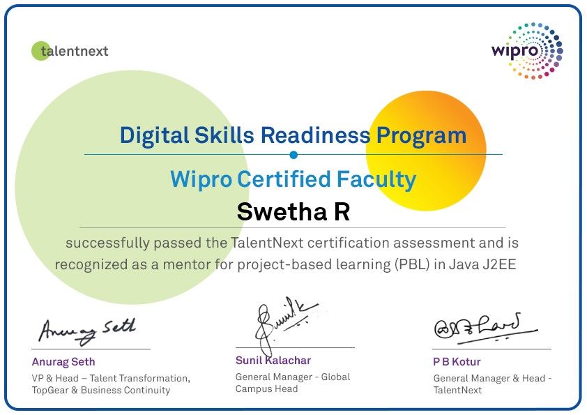 Swetha R on LinkedIn: #wipro #java #j2ee #wcf #wiprocertifiedfaculty Swetha R on LinkedIn: #wipro #java #j2ee #wcf #wiprocertifiedfaculty