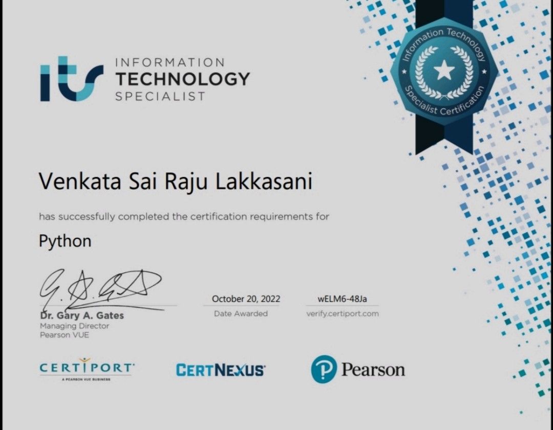 Venkata Sai Raju Lakkasani on LinkedIn: #pythoncertification #codingjourney Venkata Sai Raju Lakkasani on LinkedIn: #pythoncertification #codingjourney