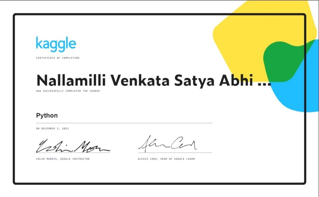 NALLAMILLI VENKATA SATYA ABHI MADHAV on LinkedIn: #python #kaggle NALLAMILLI VENKATA SATYA ABHI MADHAV on LinkedIn: #python #kaggle