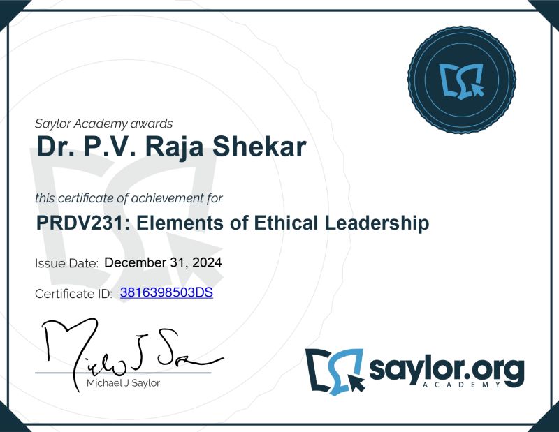 Just completed the 'Elements of Ethical Leadership' course to further ... Just completed the 'Elements of Ethical Leadership' course to further ...