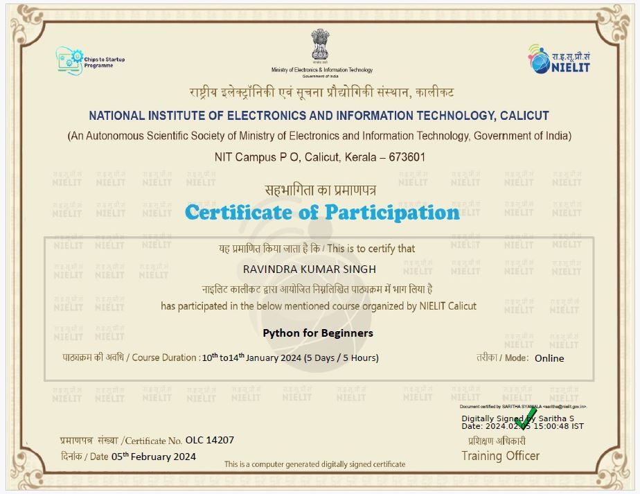 Ravindra Kumar Singh on LinkedIn: #pythonprogramming #nielit Ravindra Kumar Singh on LinkedIn: #pythonprogramming #nielit