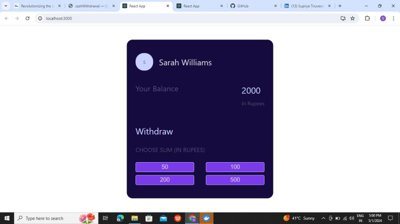 Supriya Tiruveedhula on LinkedIn: #project #cashwithdrawal #coding # ... Supriya Tiruveedhula on LinkedIn: #project #cashwithdrawal #coding # ...