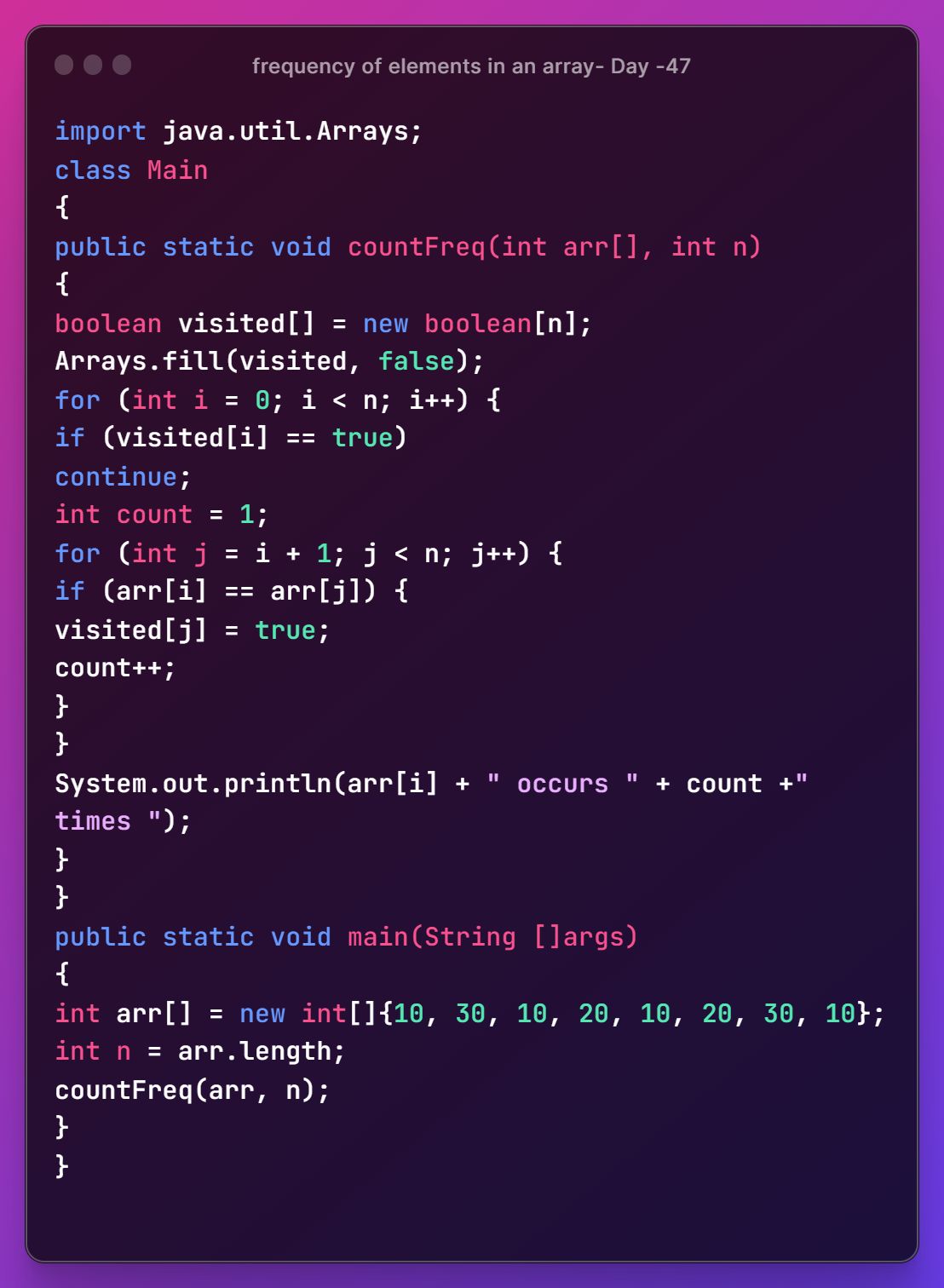 Sugesh R on LinkedIn: #day47 #100daysofcode #coding #java #java # ... Sugesh R on LinkedIn: #day47 #100daysofcode #coding #java #java # ...