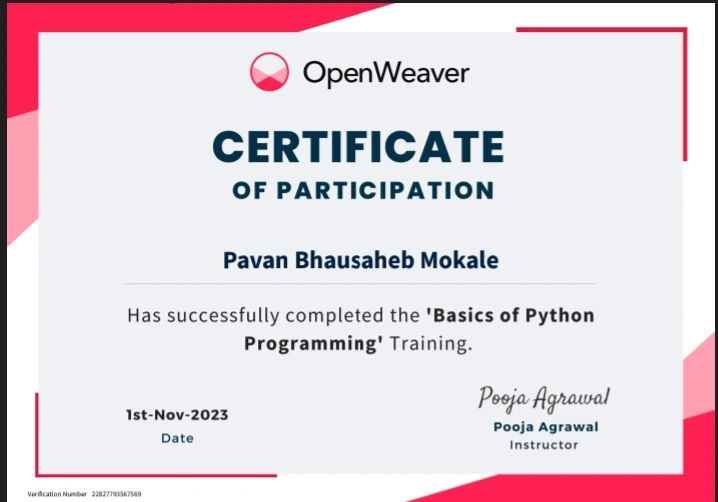 pawan mokale on LinkedIn: #openweaver #pythonprogramming #bootcamp pawan mokale on LinkedIn: #openweaver #pythonprogramming #bootcamp