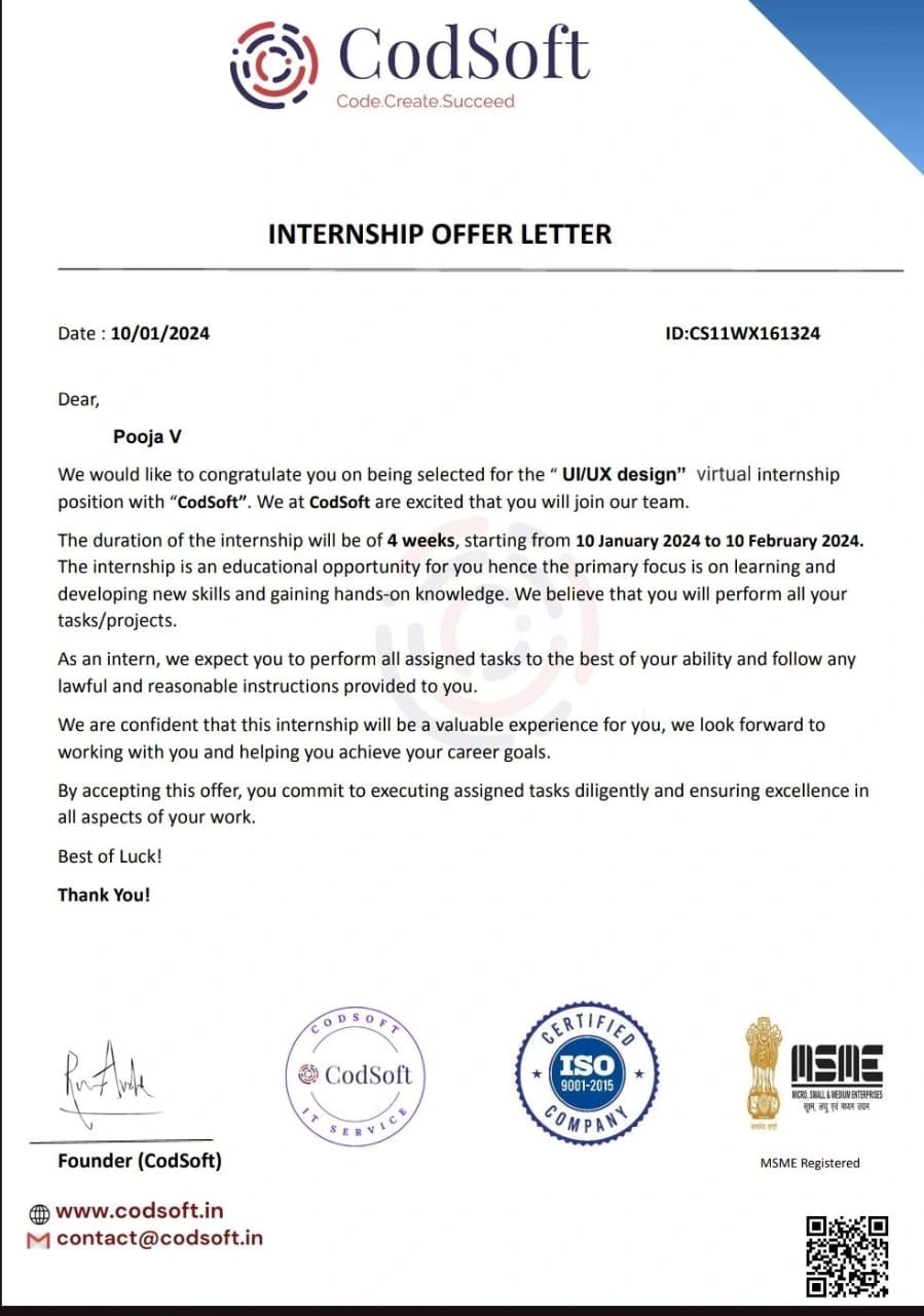 Pooja V on LinkedIn: #codsoftinternship #uidesign #codsoft #design Pooja V on LinkedIn: #codsoftinternship #uidesign #codsoft #design