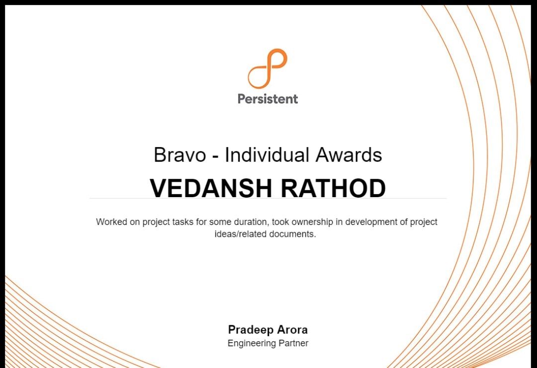 I am glad to share the Bravo Certificate received from the Engineering ... I am glad to share the Bravo Certificate received from the Engineering ...