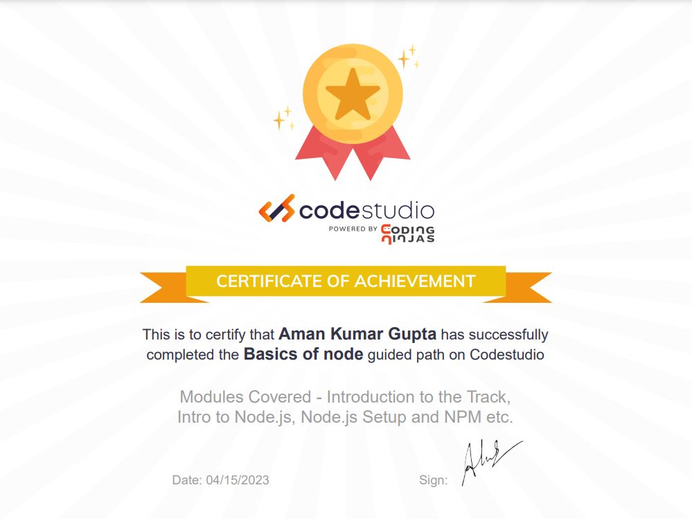#nodejs #codingninjas #webdevelopment | Aman Kumar Gupta #nodejs #codingninjas #webdevelopment | Aman Kumar Gupta