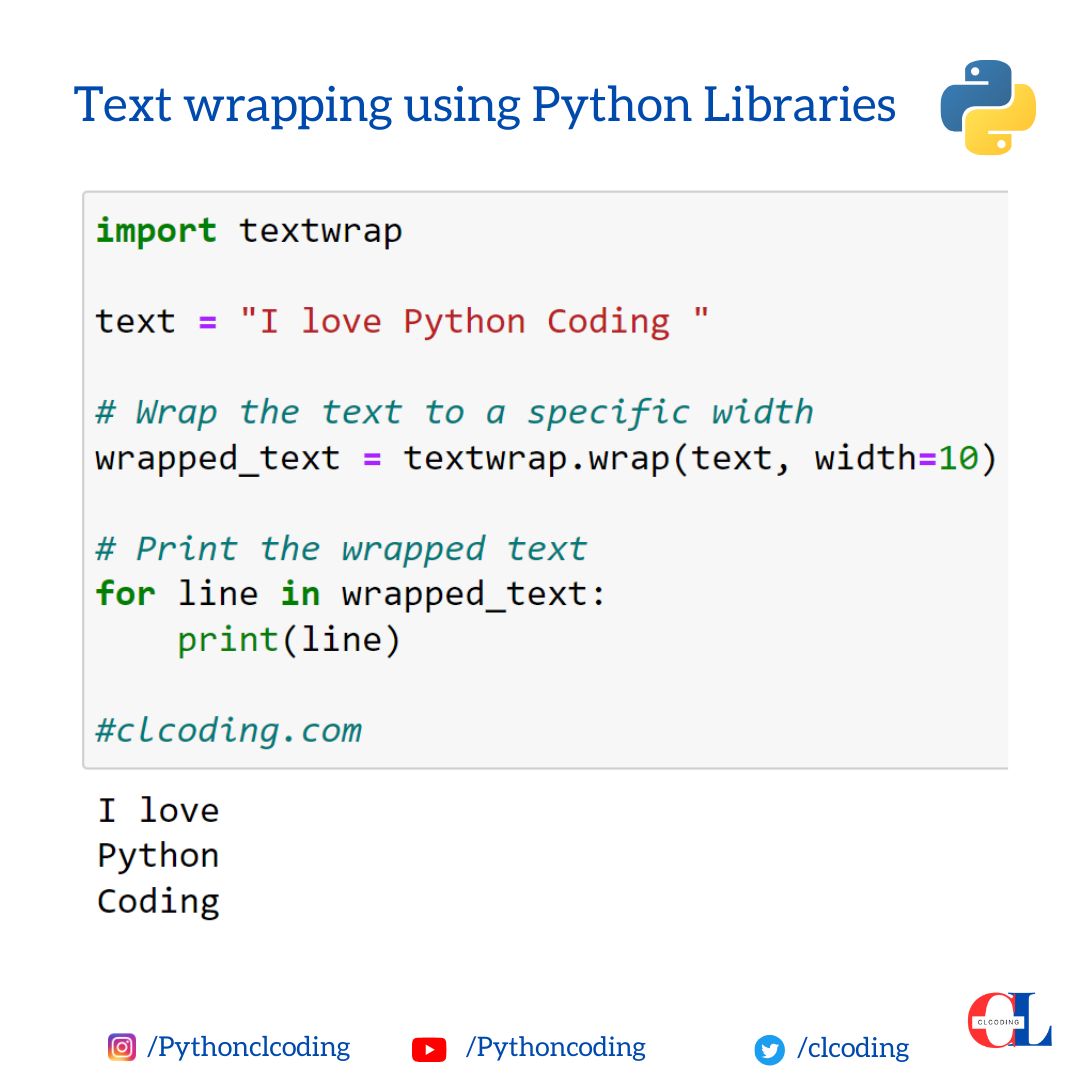 Python Coding on LinkedIn: Text wrapping using Python Libraries Python Coding on LinkedIn: Text wrapping using Python Libraries