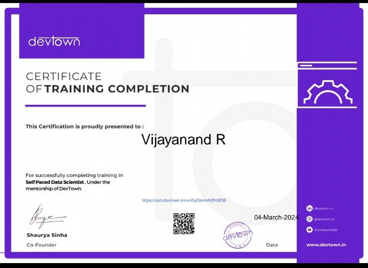 #datascientist #dataanalysis #devtown | VIJAY ANAND #datascientist #dataanalysis #devtown | VIJAY ANAND