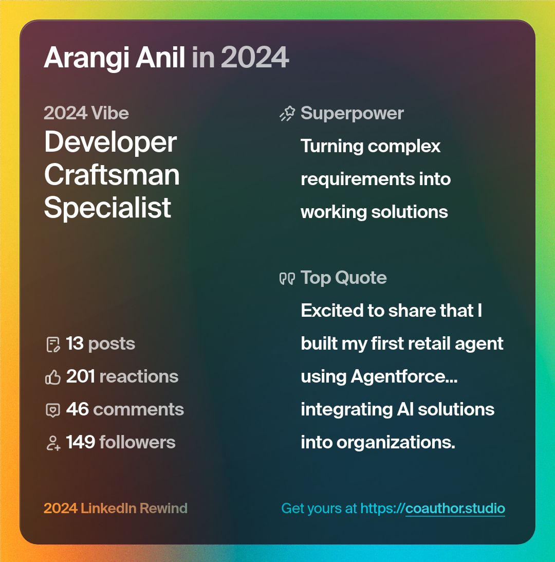 Arangi Anil on LinkedIn: #linkedinrewind #techinnovation #aiintegration Arangi Anil on LinkedIn: #linkedinrewind #techinnovation #aiintegration