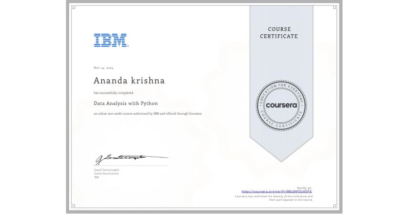 Ananda Krishna R on LinkedIn: #dataanalysis #python #ibm #coursera # ... Ananda Krishna R on LinkedIn: #dataanalysis #python #ibm #coursera # ...