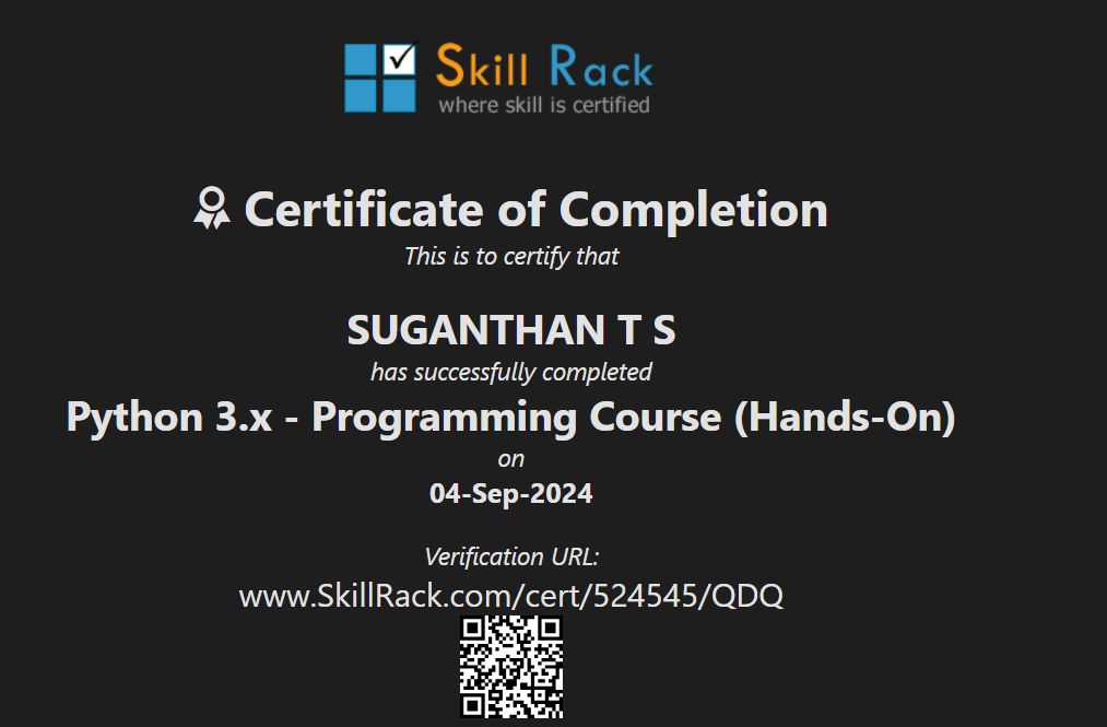 Suganthan TS on LinkedIn: #python #programming #skilrack #problem Suganthan TS on LinkedIn: #python #programming #skilrack #problem