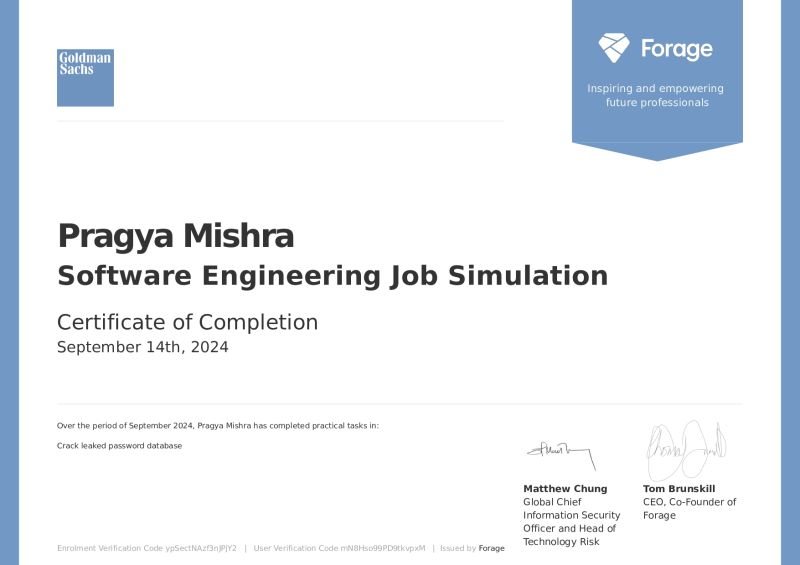 Pragya Mishra on LinkedIn: #goldmansachs #forage #softwareengineering # ... Pragya Mishra on LinkedIn: #goldmansachs #forage #softwareengineering # ...