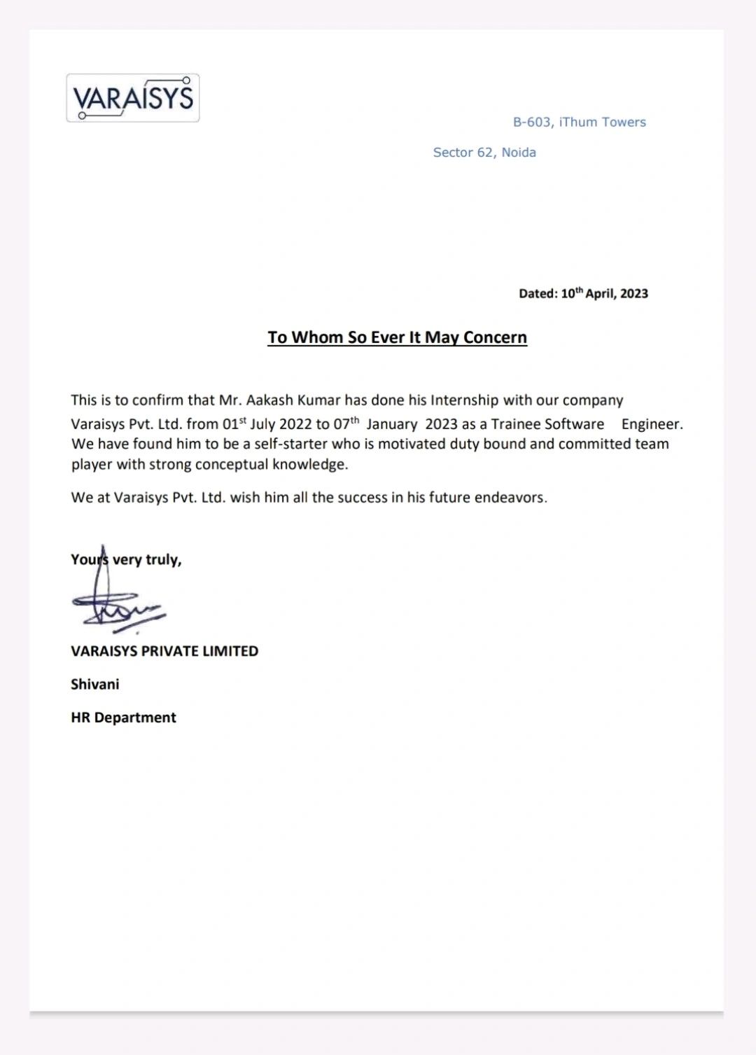 AAKASH KUMAR on LinkedIn: Internship certificate. AAKASH KUMAR on LinkedIn: Internship certificate.
