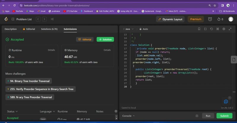 Prabhakar Mishra on LinkedIn: Binary Tree Preorder Traversal Prabhakar Mishra on LinkedIn: Binary Tree Preorder Traversal